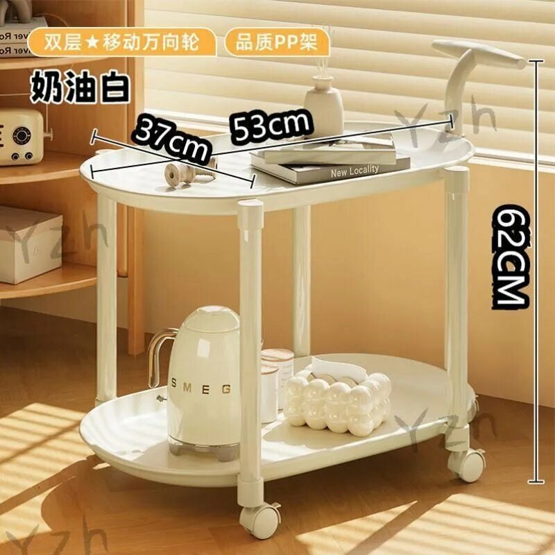 Сервировочный стол, мобильный чайный столик, белый 37х53х62 см