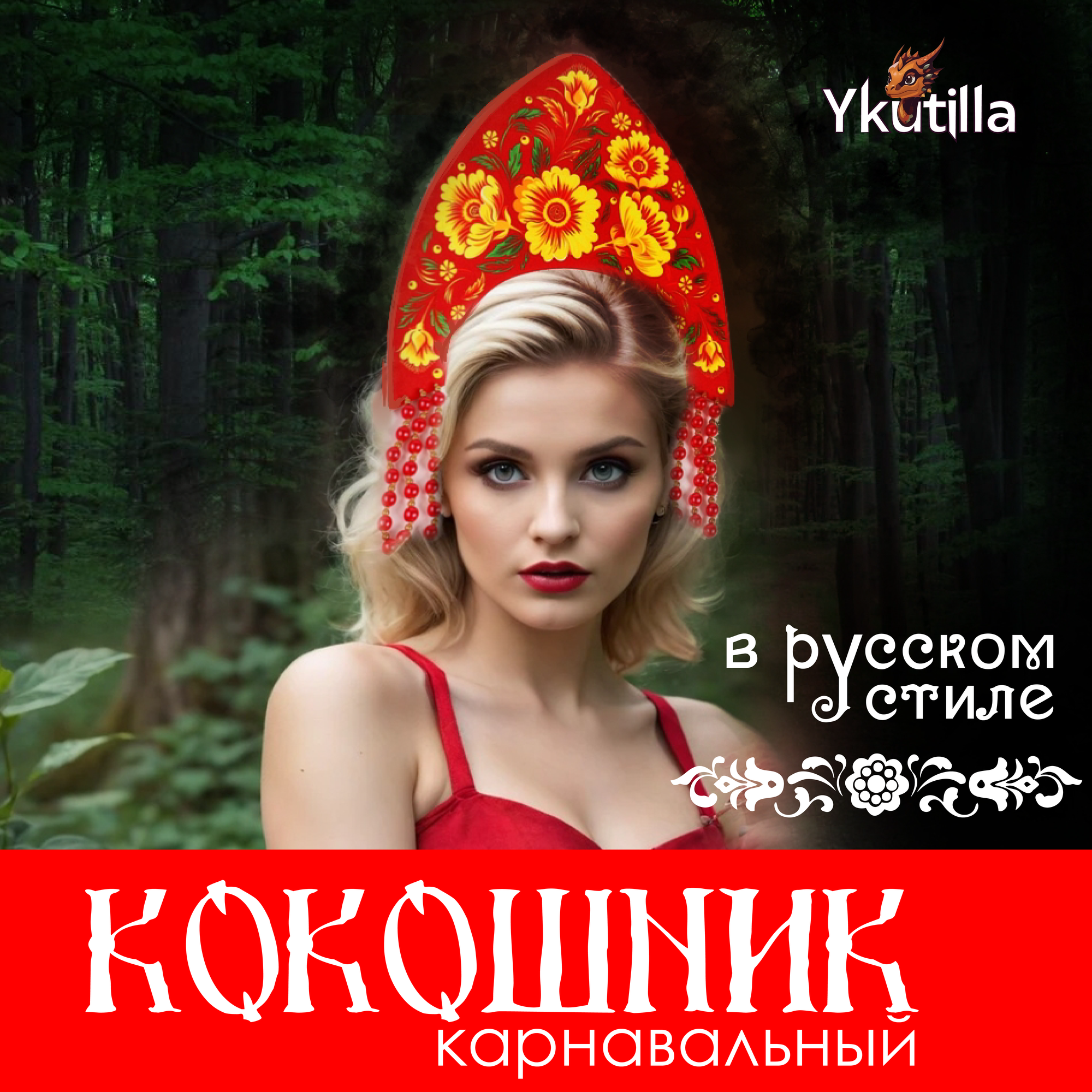 Кокошник "Красна Девица" для торжеств в русском стиле для женщин и детишек