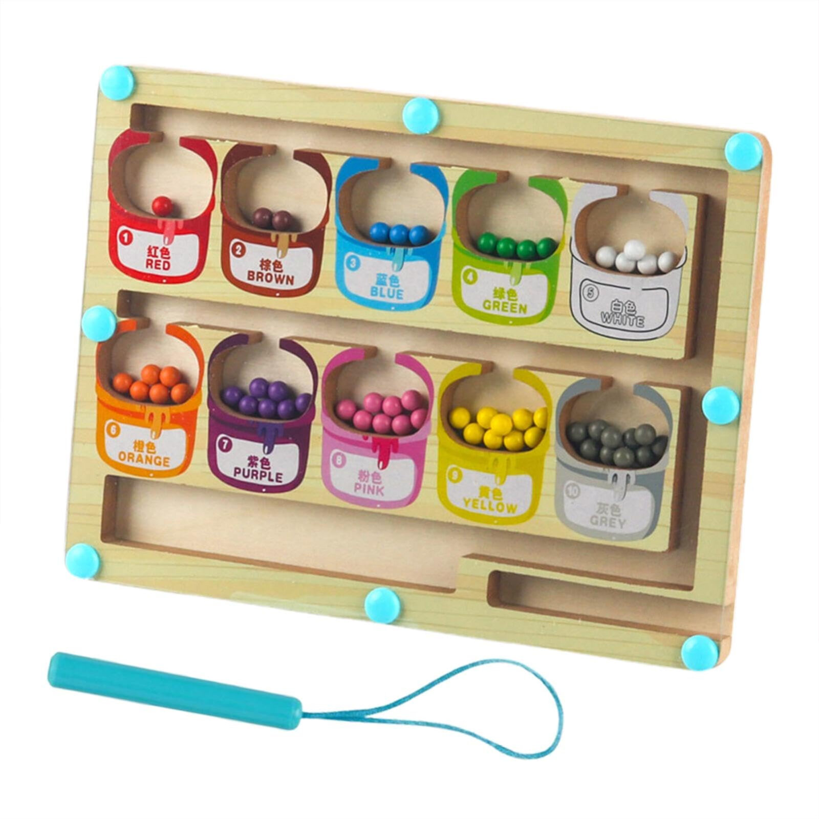 Магнитный лабиринт с цветами и цифрами для малышей, деревянные магнитные доски пазлы для малышей активности подсчет игры на подбор Монтессори развивающие моторику игрушки размер 19.5см×14.5см для детей 2-5 лет