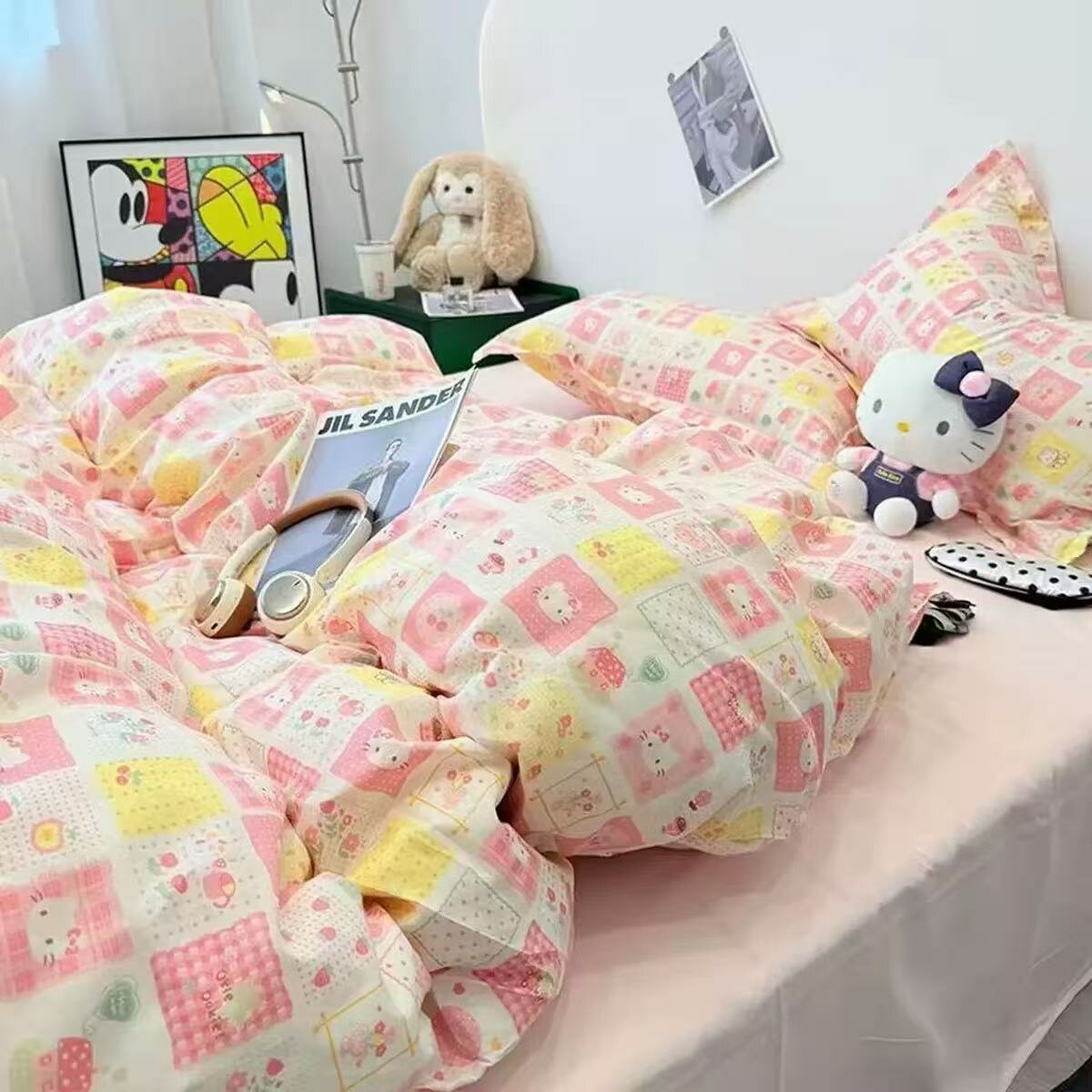 Комплект постельного белья из микрофибры, 180х220 см, розовый