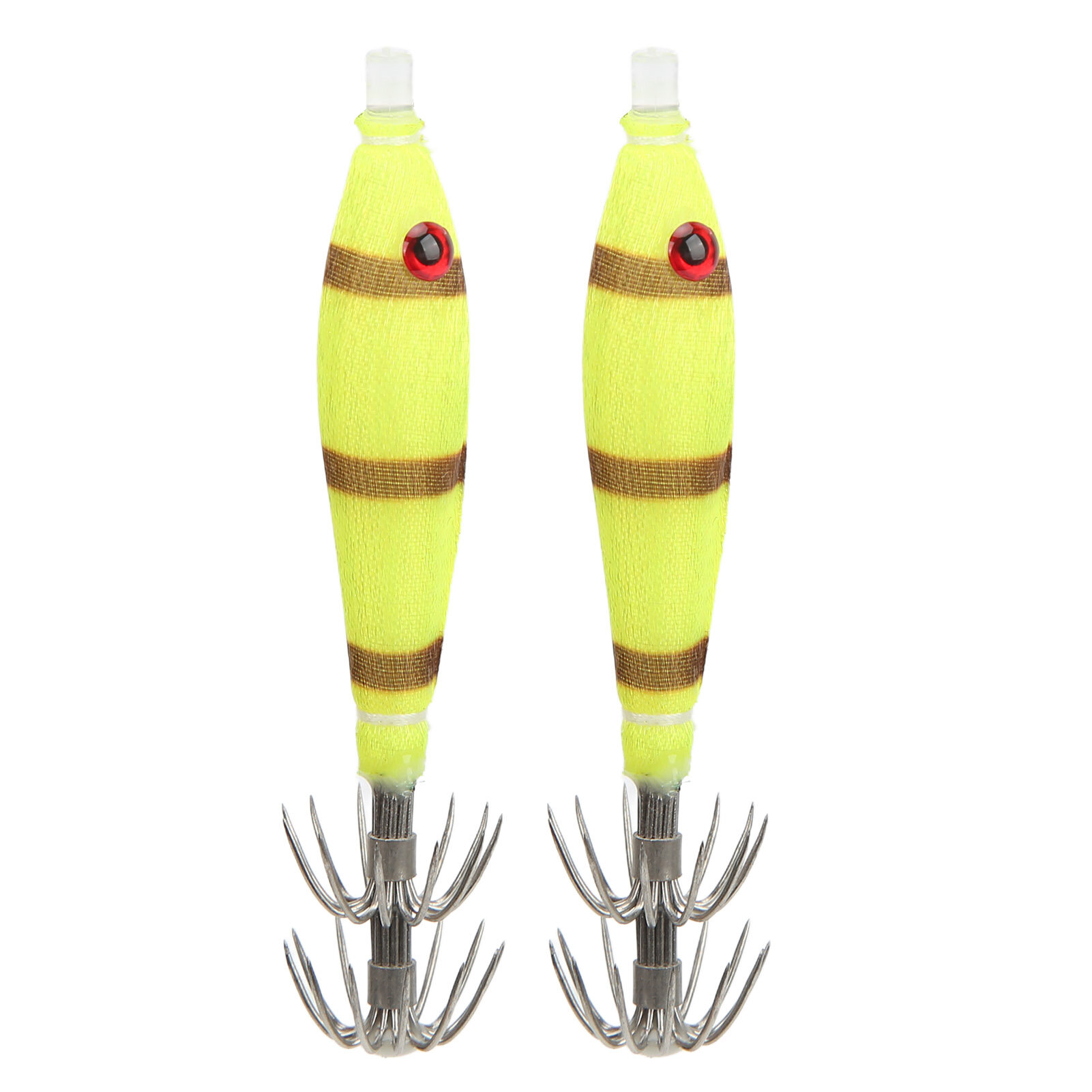 Squid Hook Intensive Luminous Stainless Steel Cuttlefish Jig Polishing Double Row Fishing Bait Yellow