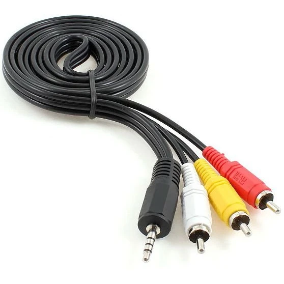Кабель аудио/видео Cablexpert, джек3.5 4pin папа->3х RCA папа, 2м, черный (CCA-4P2R-2M)
