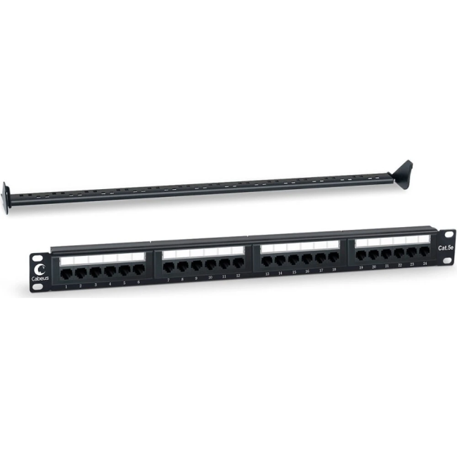 PL-24-Cat.5e-Dual Cabeus PL-24-Cat.5e-Dual IDC Патч-панель 19" (1U), 24 порта RJ-45, категория 5e, Dual IDC, с задним к
