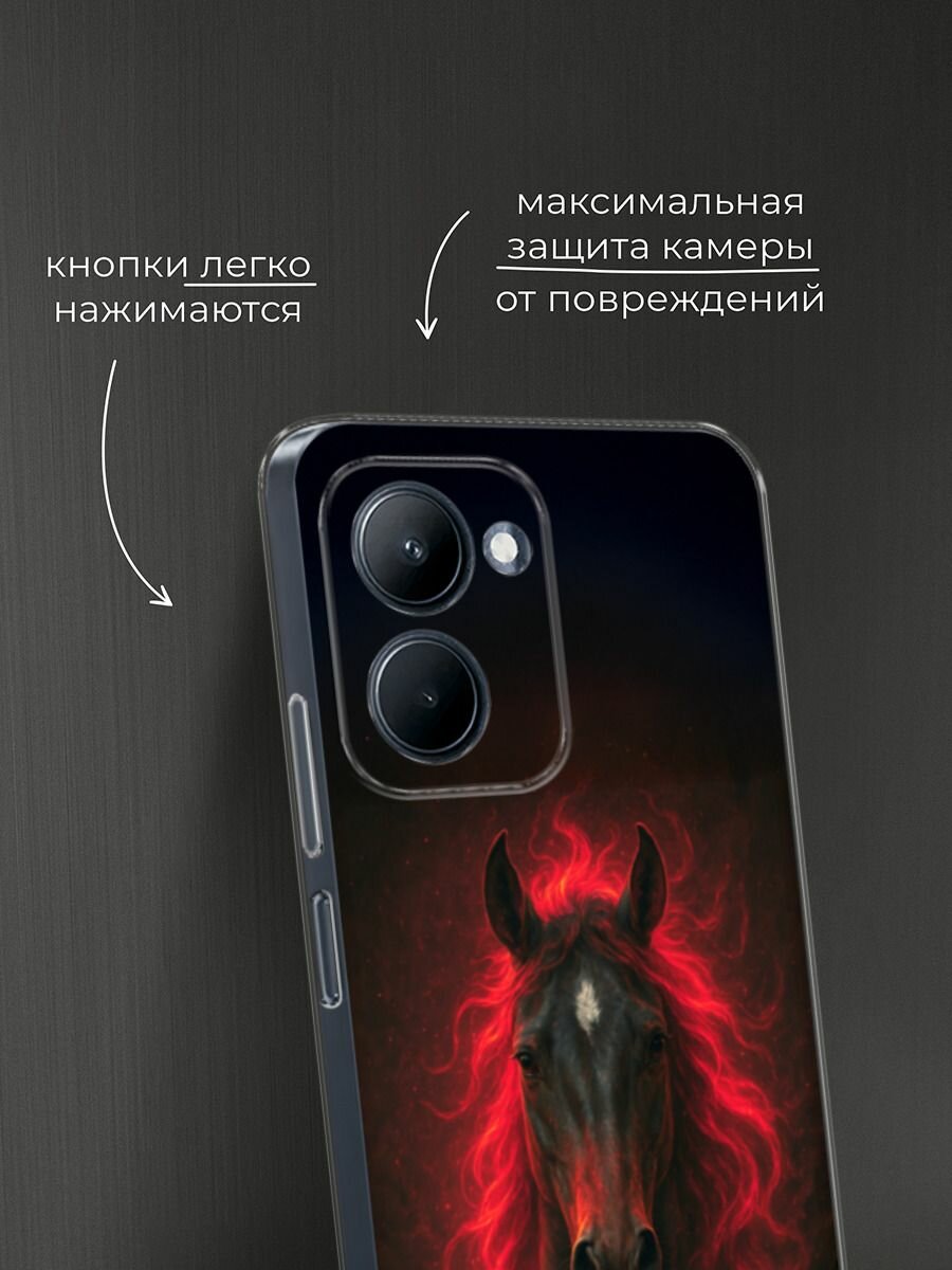 Чехол на Realme C33 / Реалми С33 с принтом Конь и огненная грива — фото 1
