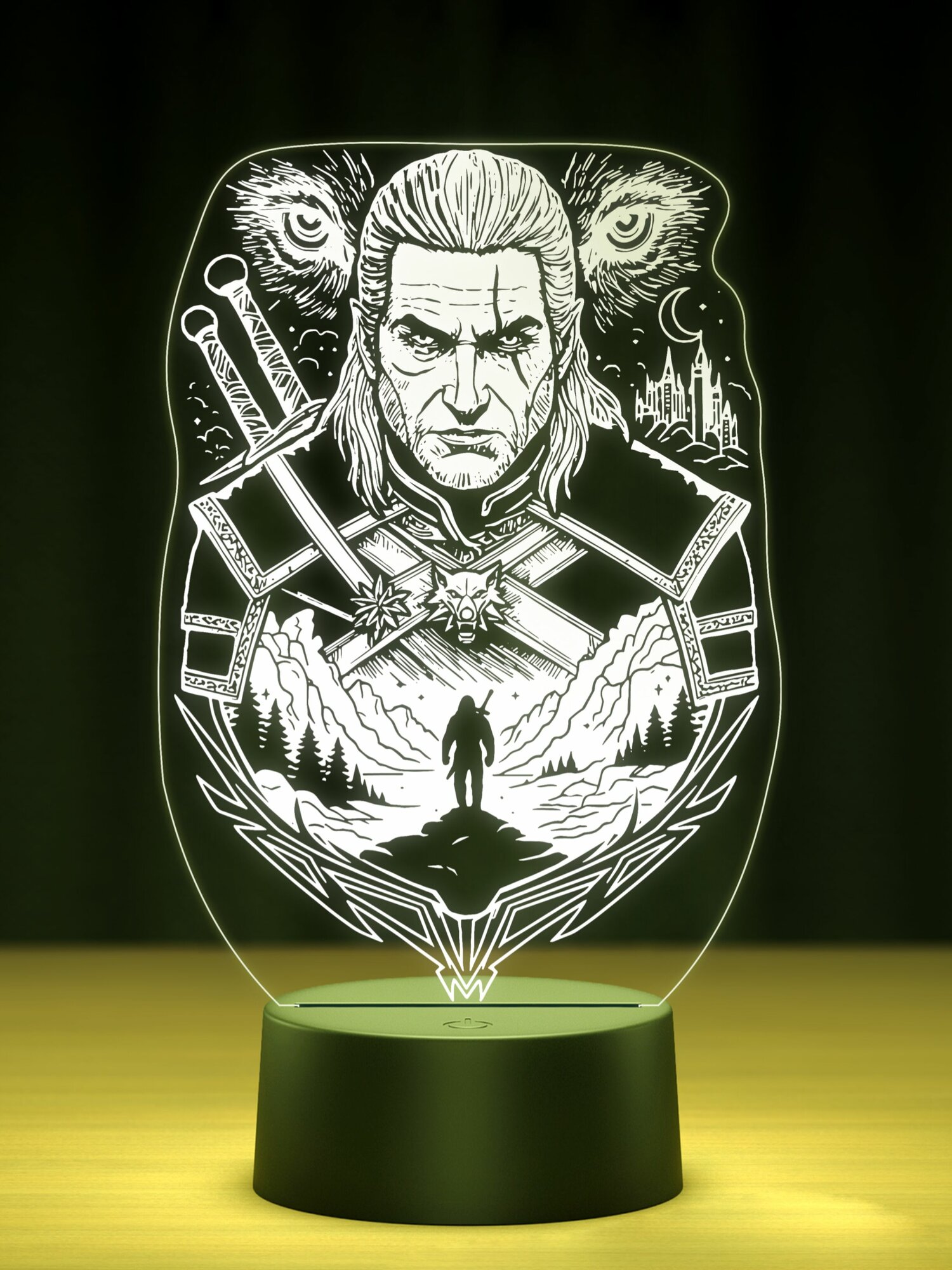 Ночник Игра Ведьмак - The Witcher. Подарок геймеру — декор для игровой комнаты с символикой популярных игр, узнаваемыми персонажами и атмосферой киберспорта.