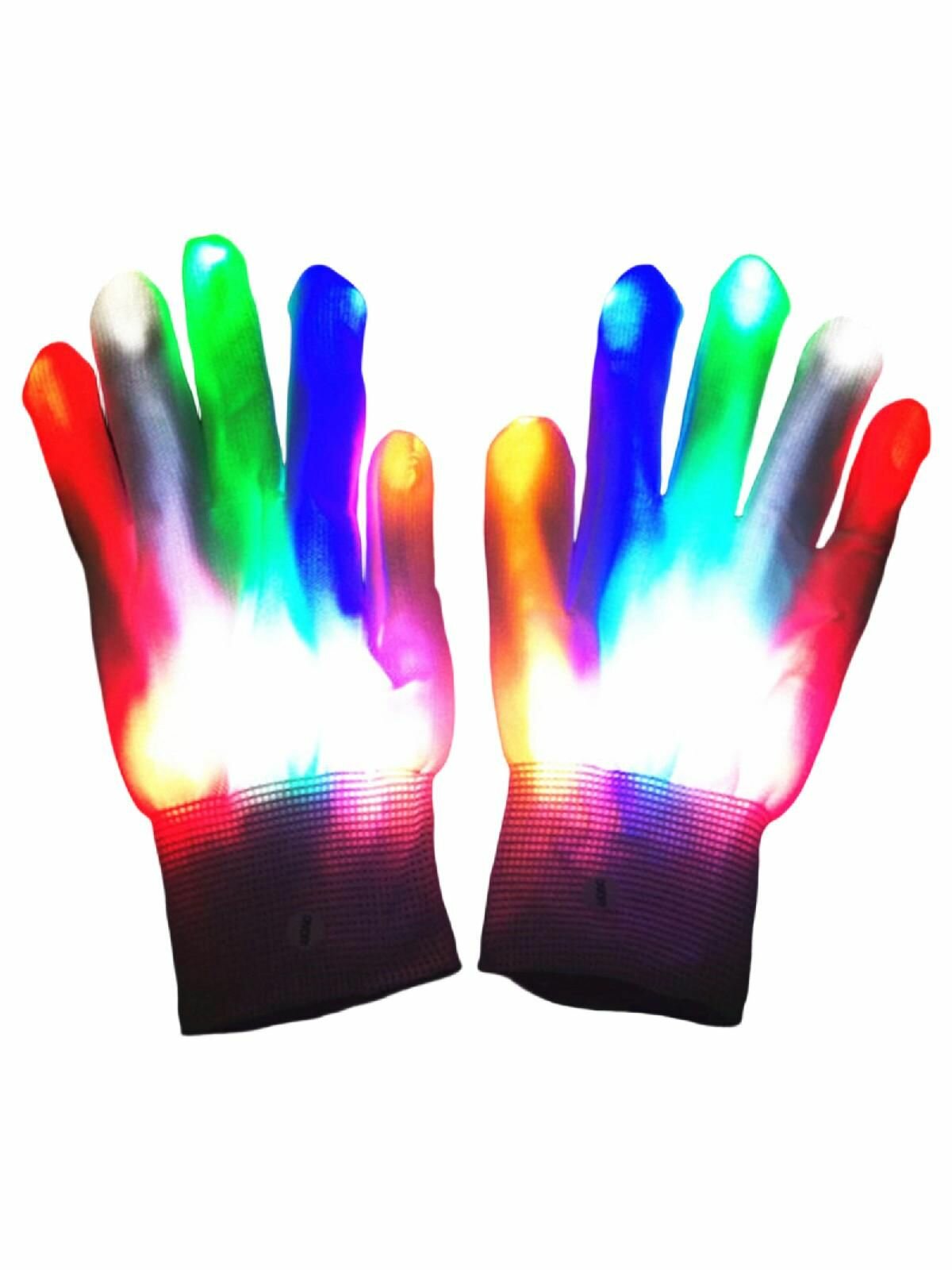 Декорация для праздника, Перчатки со светодиодной подсветкой-разноцветные огоньки