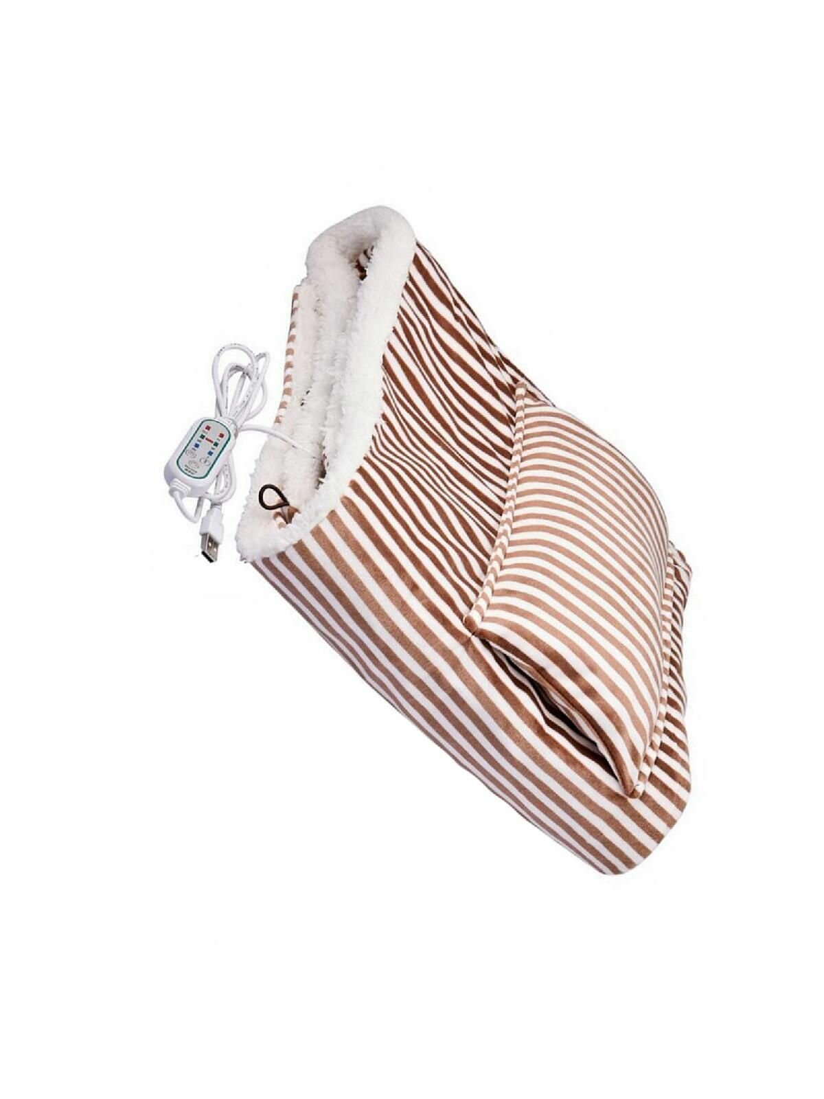 Электрогрелка, Электрическое одеяло USB с трехскоростным термостатом-коричневый