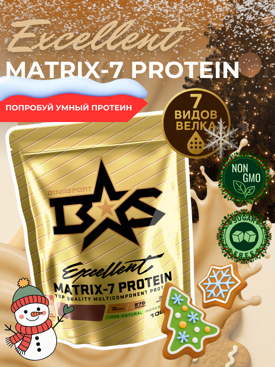 Многокомпонентный протеин Binasport "Excellent Matrix-7 PROTEIN" 1000 г со вкусом имбирного пряника