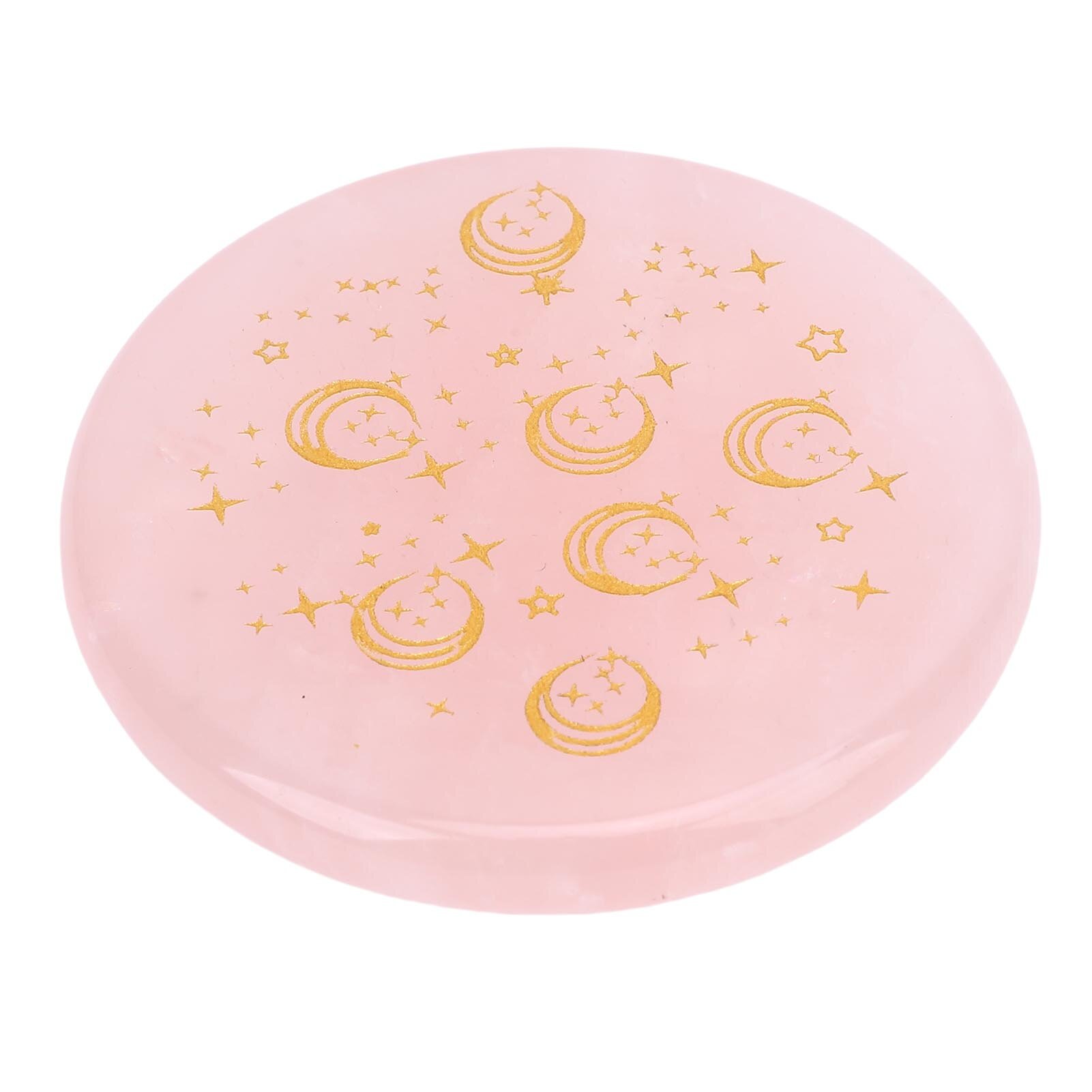 Гравированный кристалл розового кварца, гладко отполированный камень для йоги и медитации, тип 2.