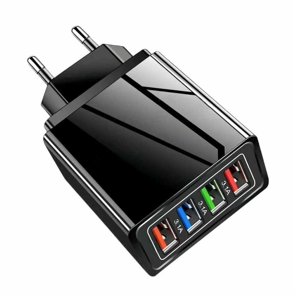 Зарядное устройство 4 USB порта 5V2A, сетевой адаптер для путешествий, европейская вилка