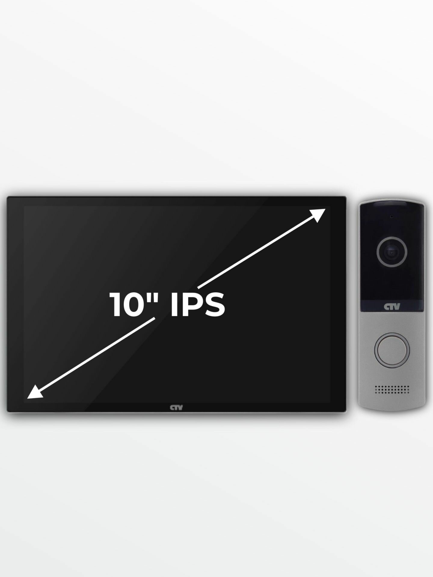 Комплект WiFi видеодомофон для квартиры: монитор 10" CTV-M5121 Q (B) + вызывная панель CTV-D4003NG (S), для дома, офиса, Ai-детекция, функция видеорегистратора, подключение к подъездному домофону