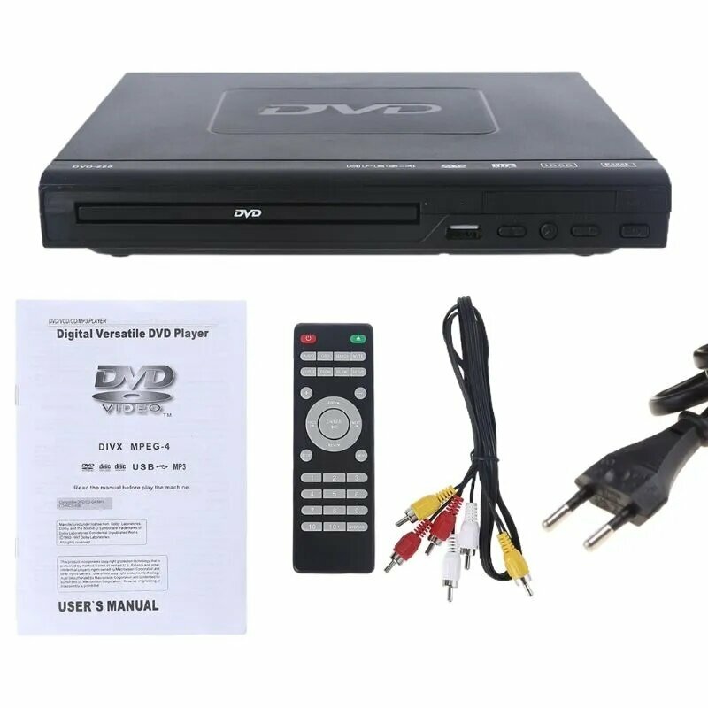 DVD Player Upscaling 1080p 2200W USB AV Direct Recording Playback Dolby Stereo Sound, Черный