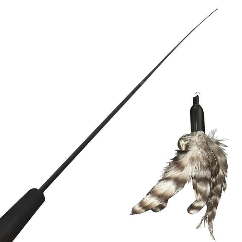 Дразнительная кошачья палочка Длинная выдвижная удочка Удлиненная стальная проволока перья заменяет голову Сменная