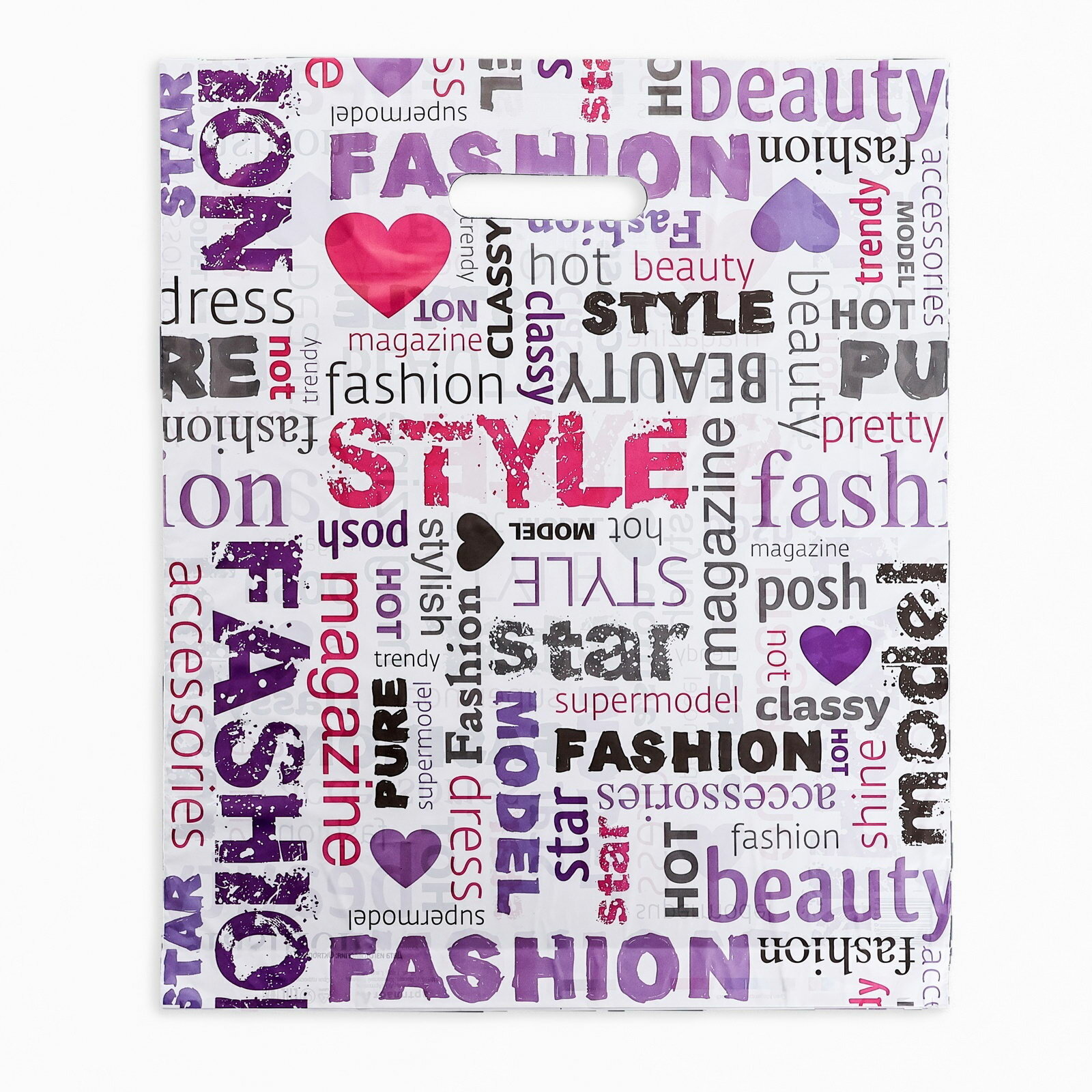 Пакет "Шоппер", полиэтиленовый с вырубной ручкой, 36x43 см, 35 мкм, 50 шт.