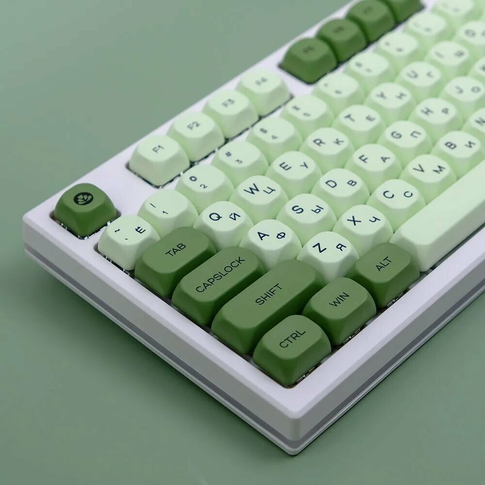 OXY MOMENT Русский кейкап клавиатуры Зеленая мята -Rome143pcs с профилем PBT KOA Profile Двухцветное литье для клавиатур 61/64/68/75/87/98%