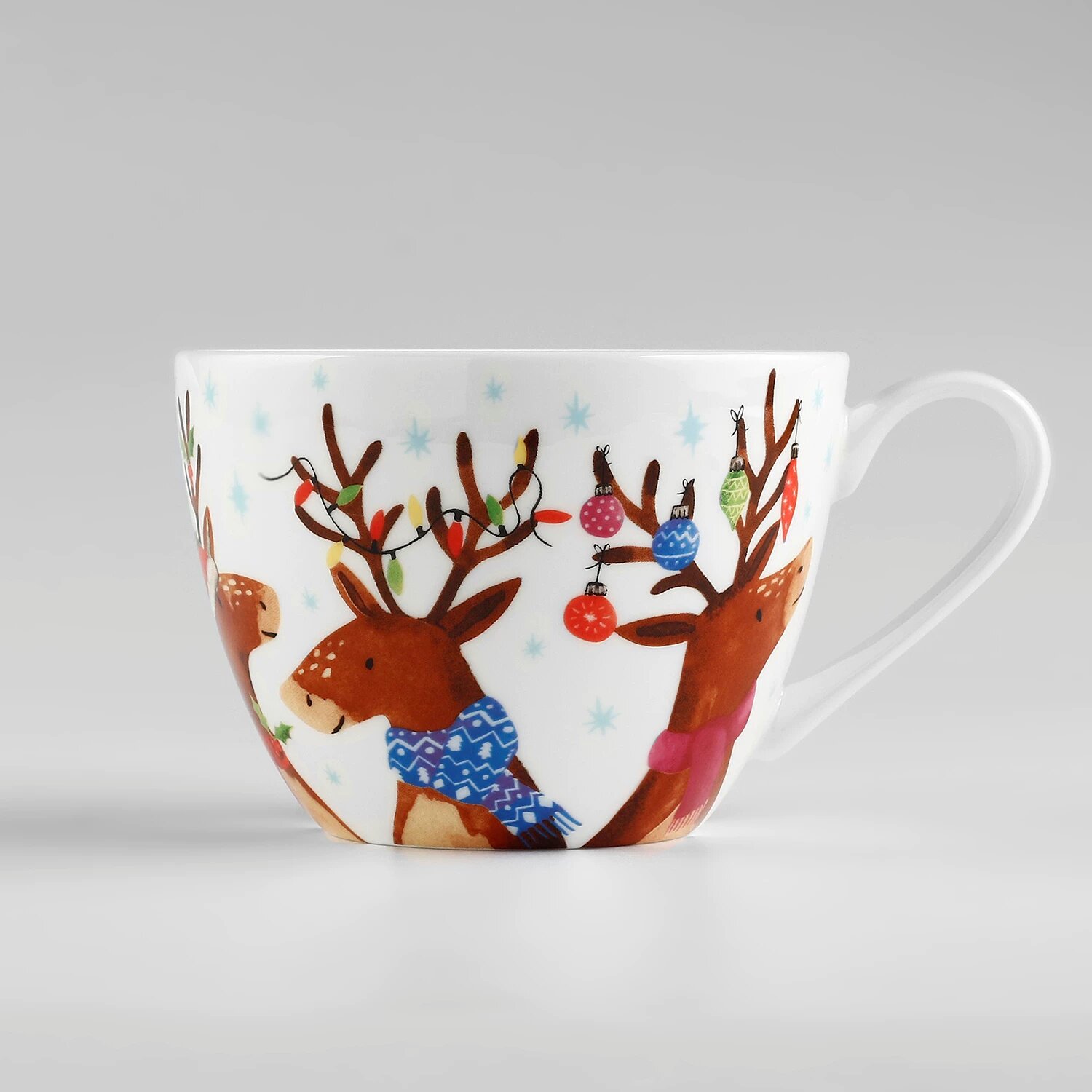 Чайная чашка из костяного фарфора, большая кружка, керамическая чашка для кофе, чашка для воды Кружка «Красочный олень»