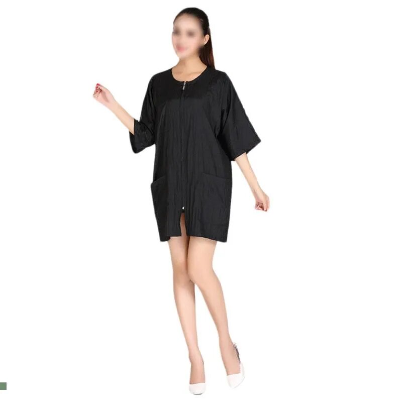 Женская накидка для стрижки волос, тканевый халат для парикмахеров, черный 84x56 см