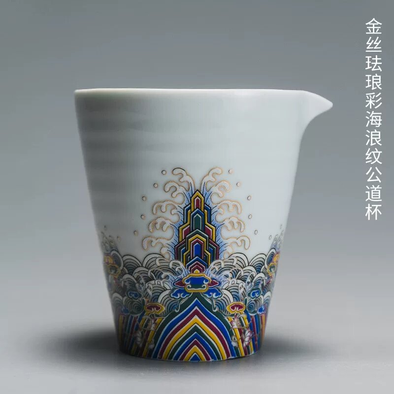 Керамический чайник с золотым узором из эмали и узором «Морские волны», элегантный для заварки чая