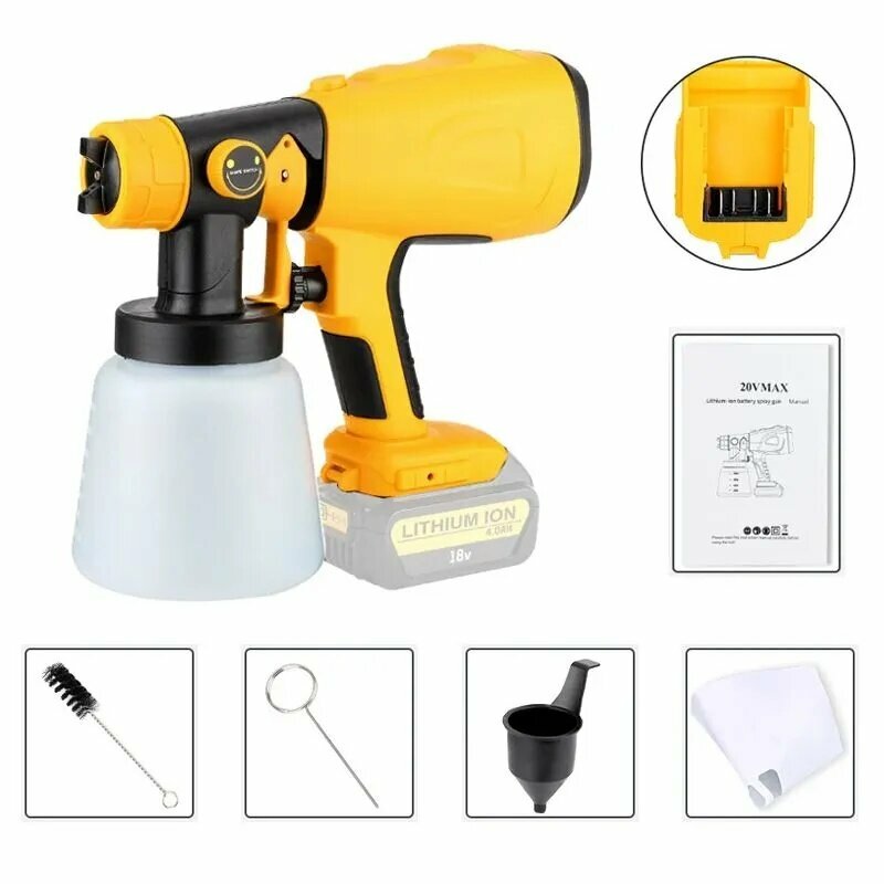 800 мл электрический пистолет-распылитель беспроводной распылитель краски для Dewalt 18 В аккумуляторная мебель стальное покрытие Аэрограф