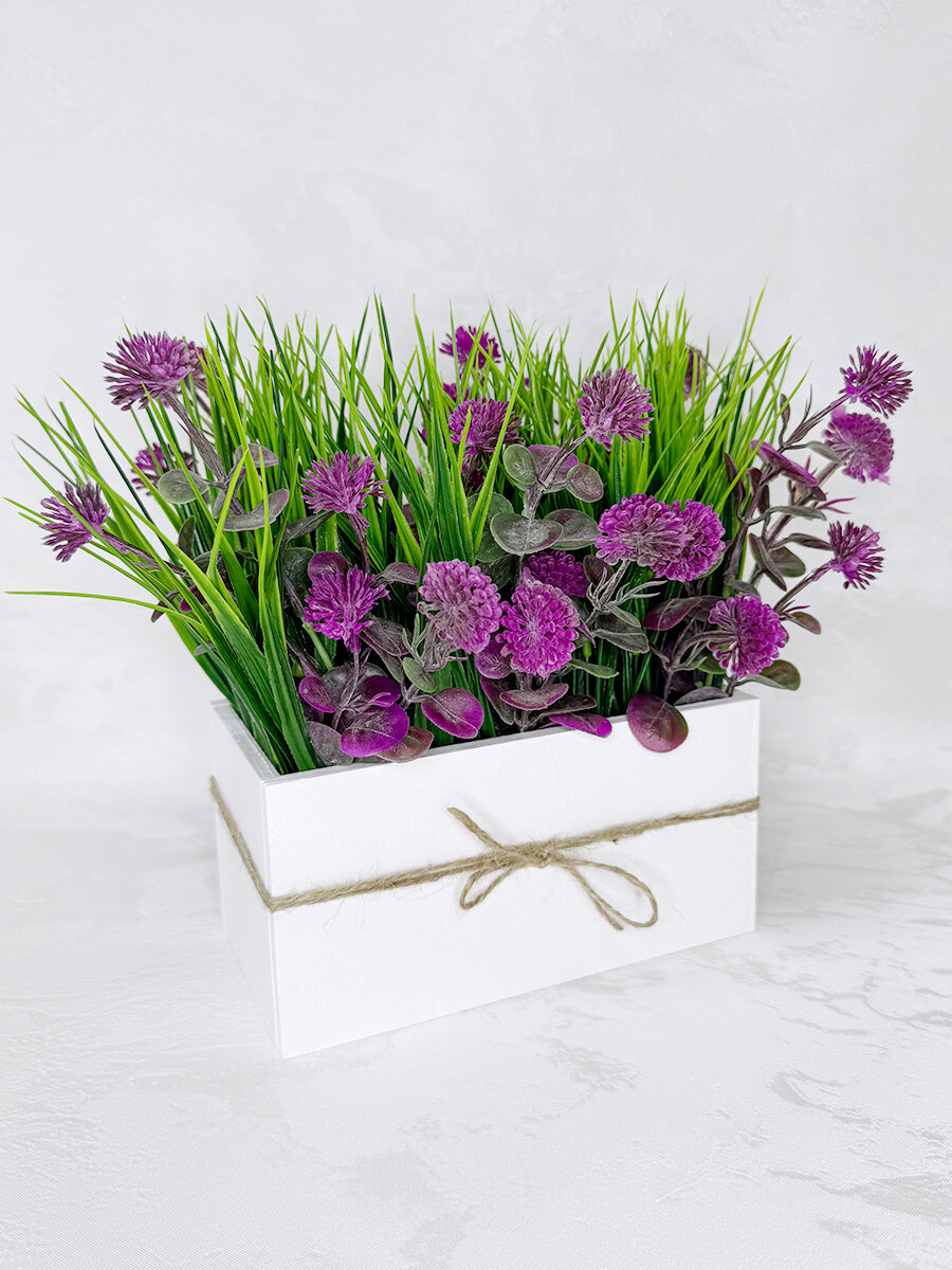 Искусственная осока в ящике для дома и офиса, ПоДар. Ок Home