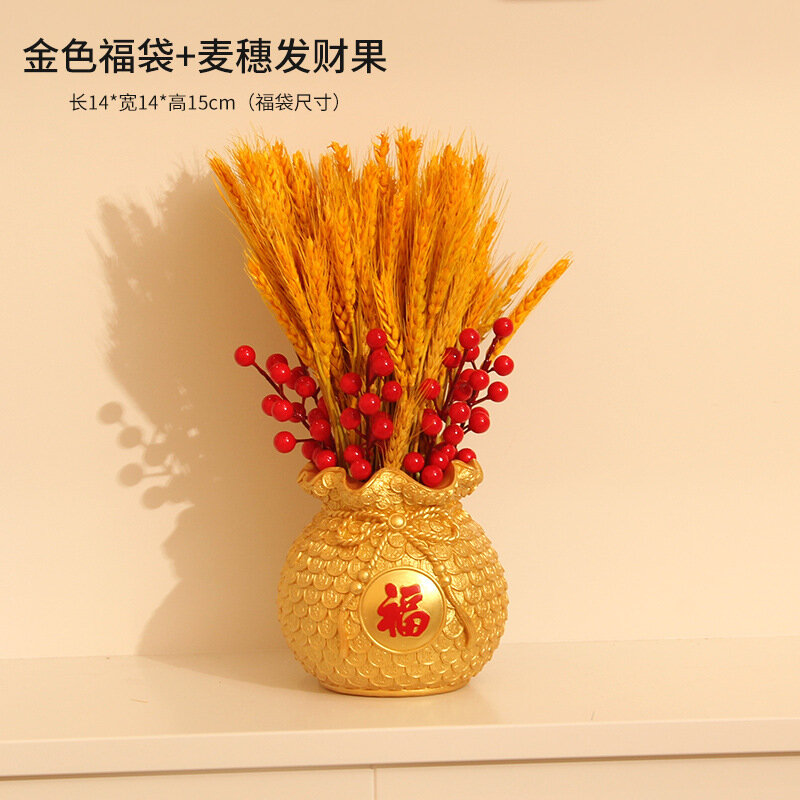 Новогодний мешок с фруктами и благословением удачи Ваза Орнамент Пшеничный колос Счастливый ячмень Цветочная композиция Новогоднее украшение для стойки регистрации Предметы интерьера