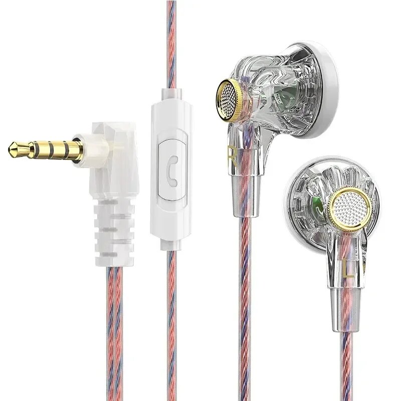 QKZ MDR проводные спортивные наушники с плоской головкой Hi-Fi 16 мм Белый, White