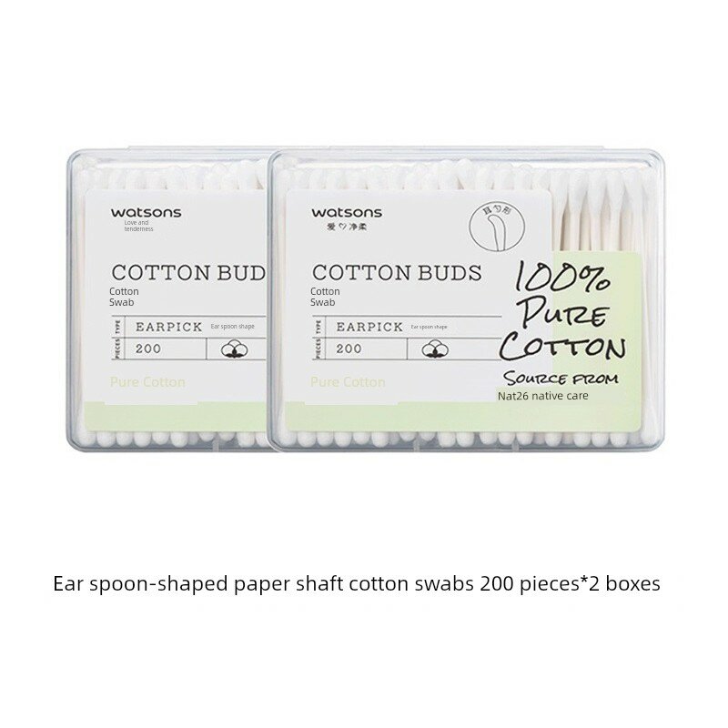 Ватные палочки Watsons, классические, из чистого хлопка, 300 штук * 2 коробки, гигиенические бытовые ватные палочки,