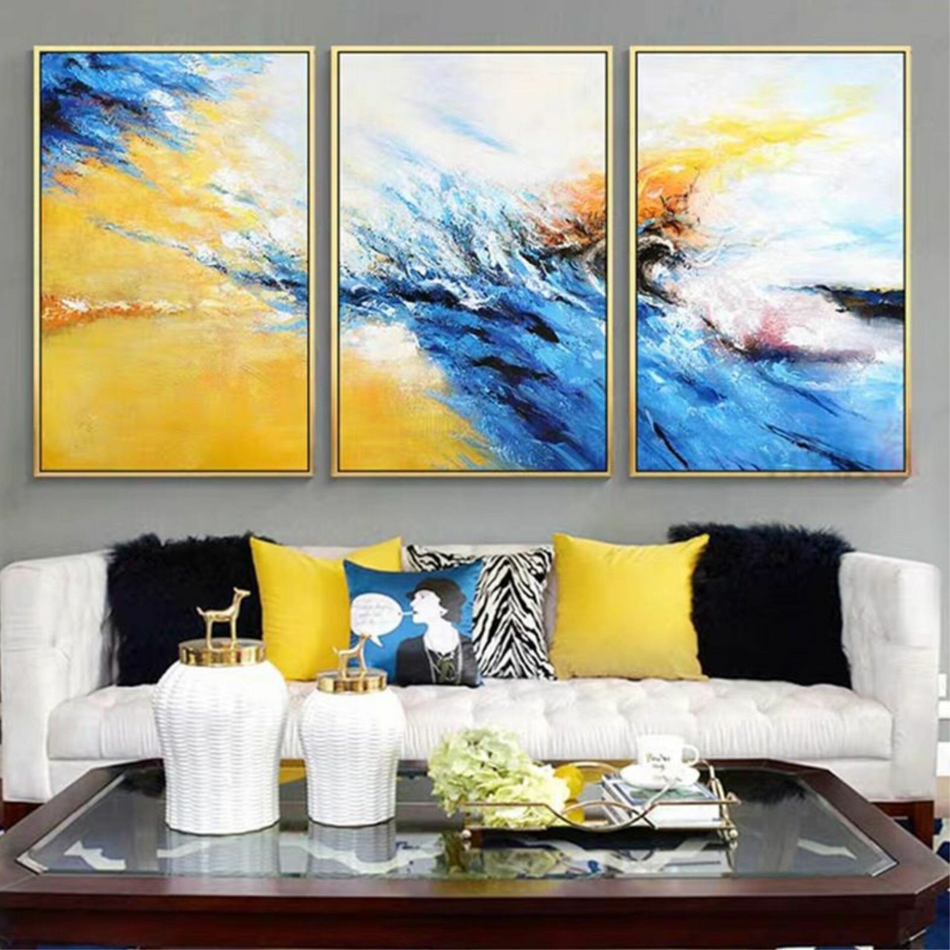 Алмазная мозаика Триптих "Мазки кисти" 120х40 см