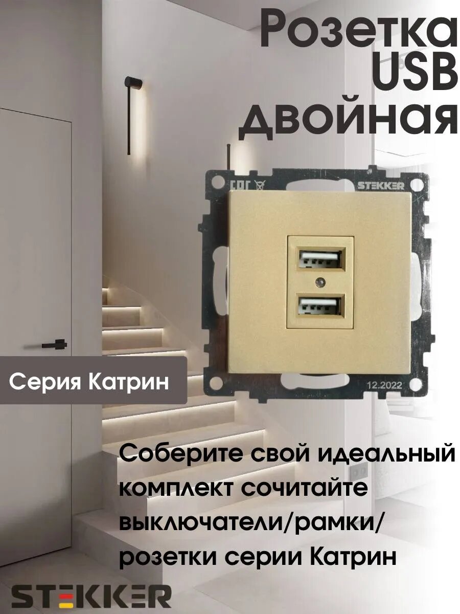Розетка USB двойная (механизм) 250B 2,1А