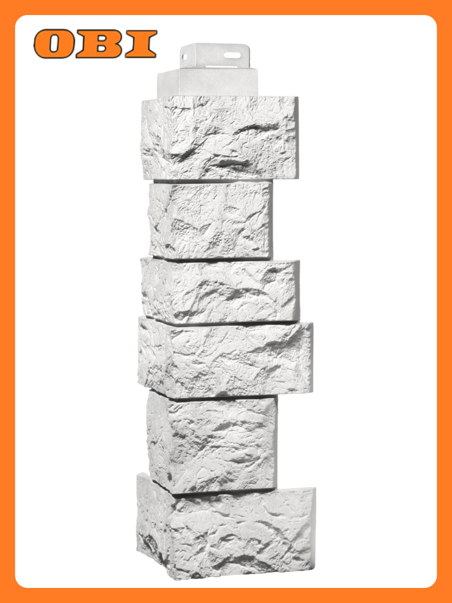 Наружный угол FineBer "Камень дикий", белый мел, 471х115х1,55 мм