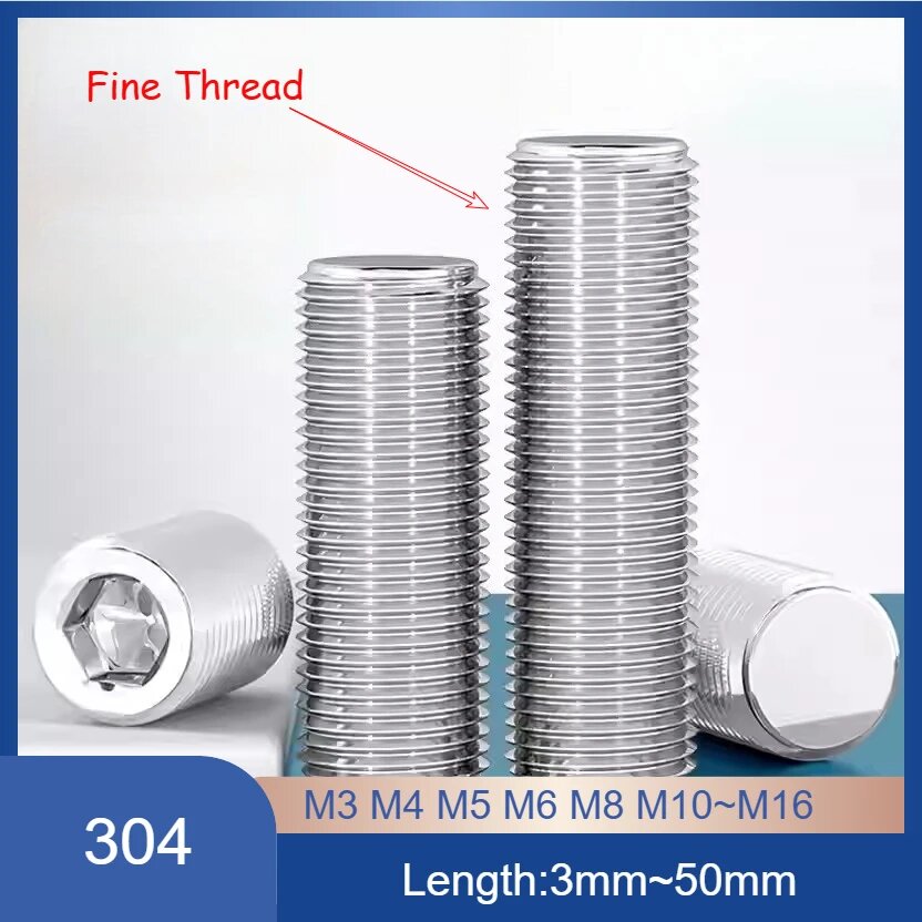 Установочные винты IRIR из нержавеющей стали M3-M16 M5x0.5-20pcs, 20mm