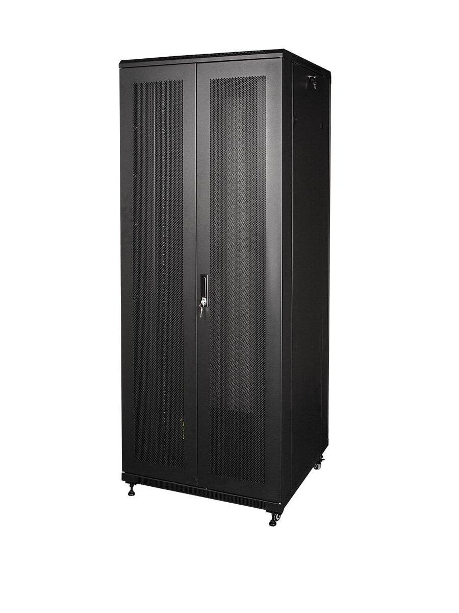 Шкаф напольный TWT TWT-CBB-42U-8x10-P1 42U, 800x1000 мм, Перфорированная передняя дверь, Черный