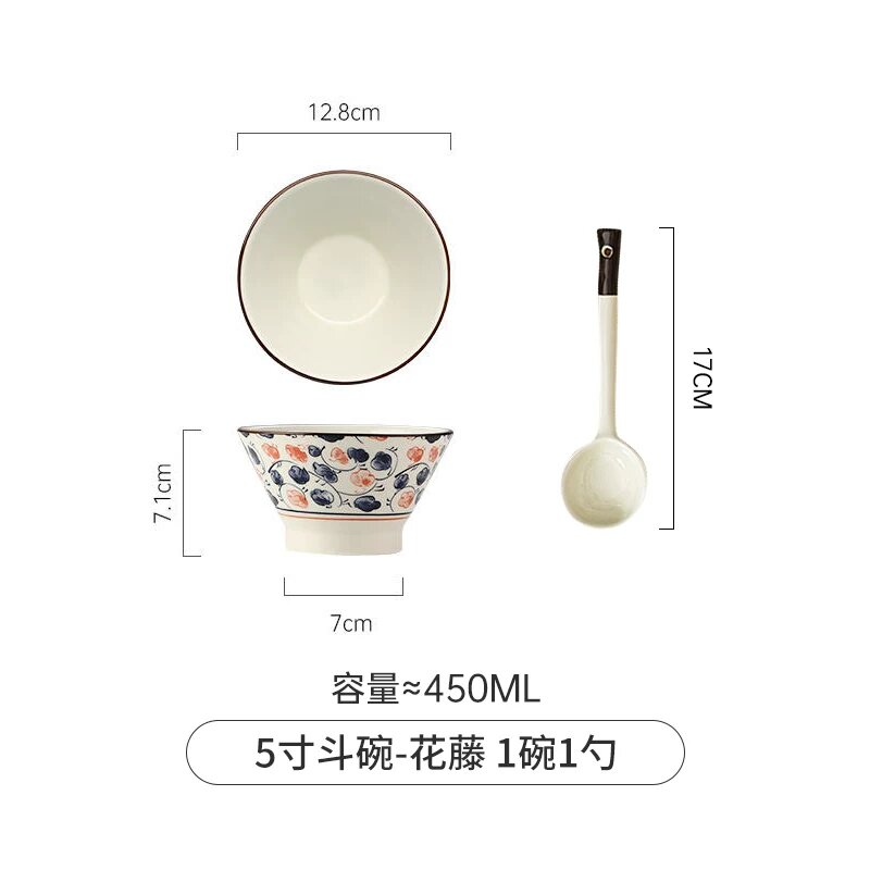 Китайская керамическая посуда с глазурью под глазурью: миска для лапши, коническая миска, миска-труба, домашняя суповая