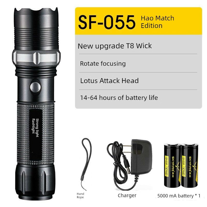 Фонарь с двойной батареей, улучшенный светодиодный с батареями 26650 и емкостью 5000 мАч для максимальной яркости