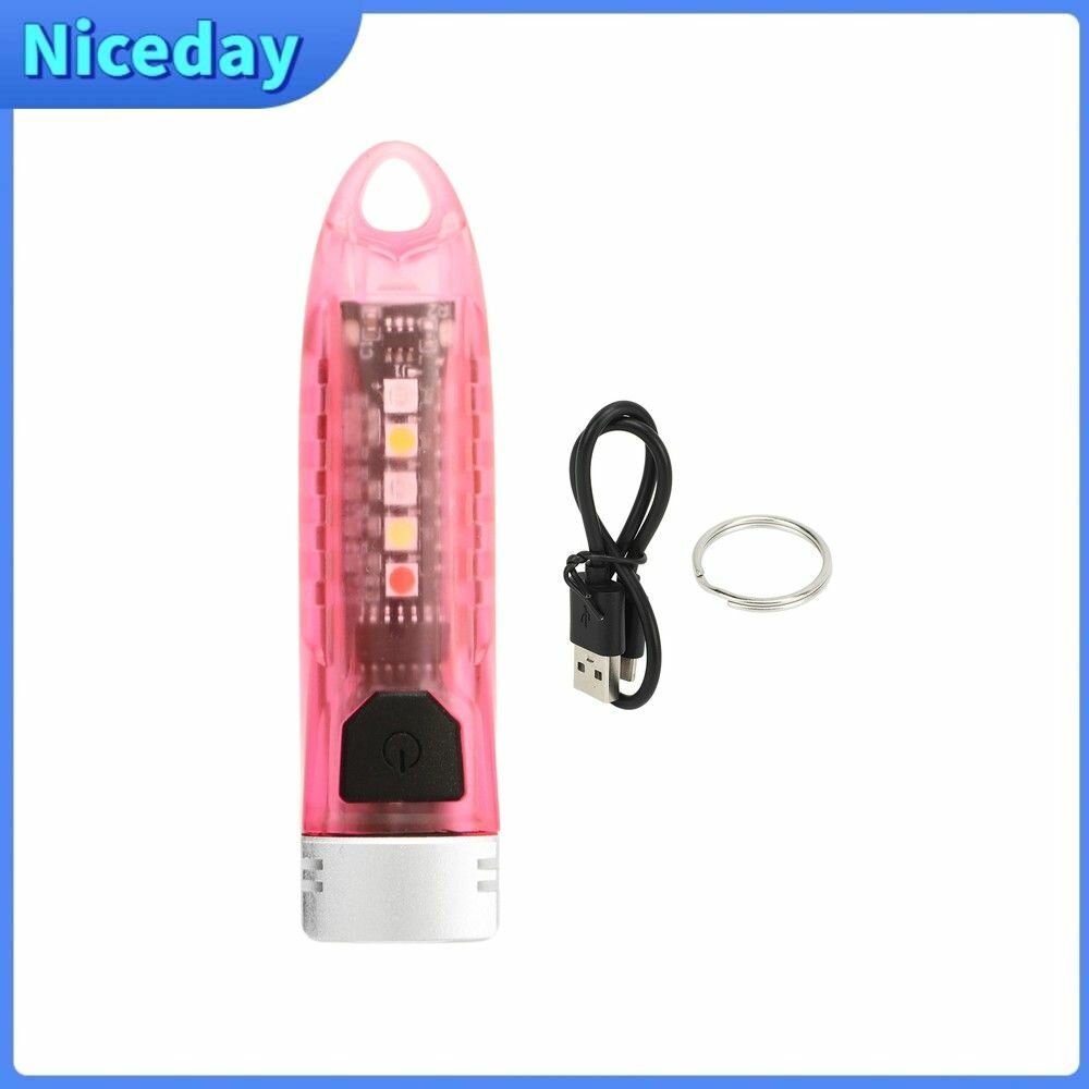 Мини-брелок фонарик, 400LM, Type C, розовый