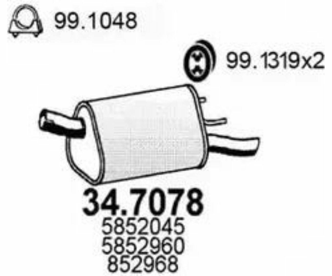 Задняя часть глушителя ASSO 34.7078, Opel Zafira 1.6-2.2 99-05