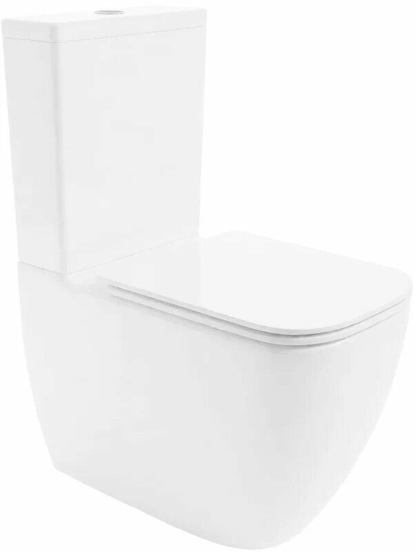 Унитаз-компакт напольный Vincea Bien VT2-51T с микролифтом, безободковый, антивсплеск, фарфоровый, белый, глянцевый, прямоугольный, с нижним подводом, сиденье для унитаза в комплекте