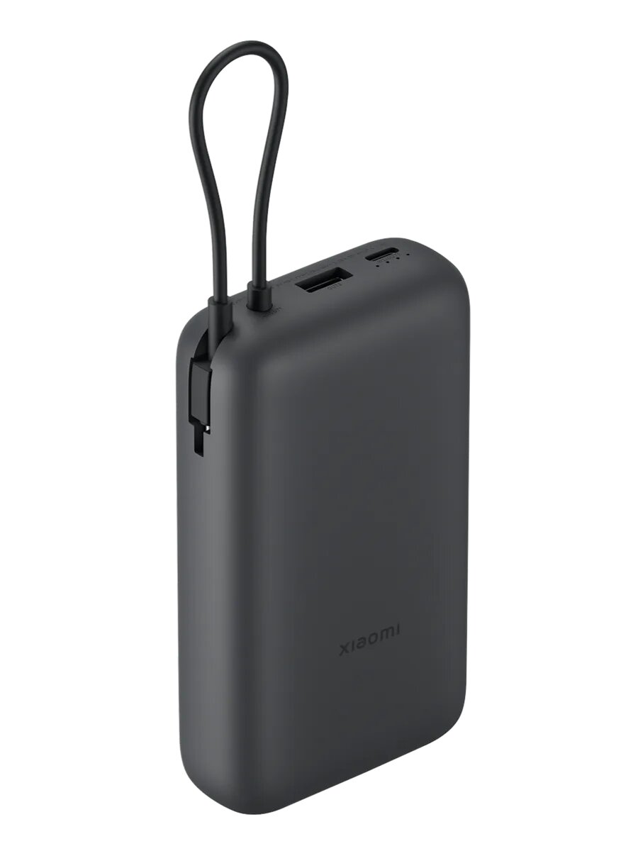 Внешний аккумулятор с кабелем Power Bank Dark Gray 20000mAh, темно-серый, с встроенным кабелем
