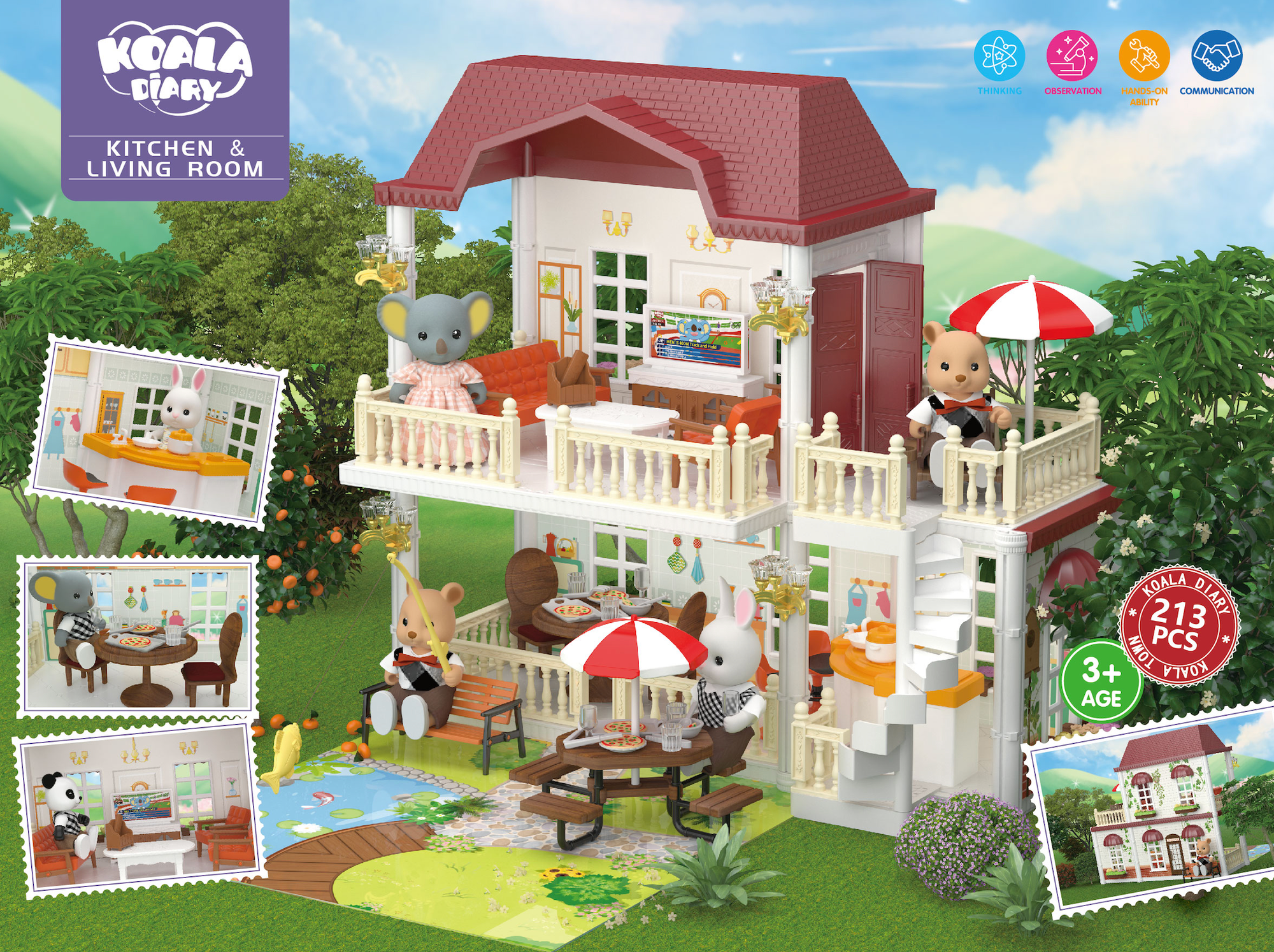 Кукольный домик KOALA STAIRS Bed & Breakfast Light Glass Crystal House от 3х лет