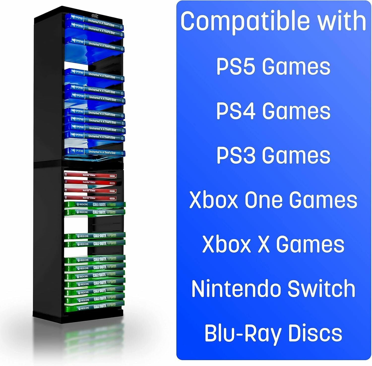 Подставка для игровых дисков Sony PS3 PS4 PS5 / Xbox One / Series / Nintendo Switch 36 штук Черная