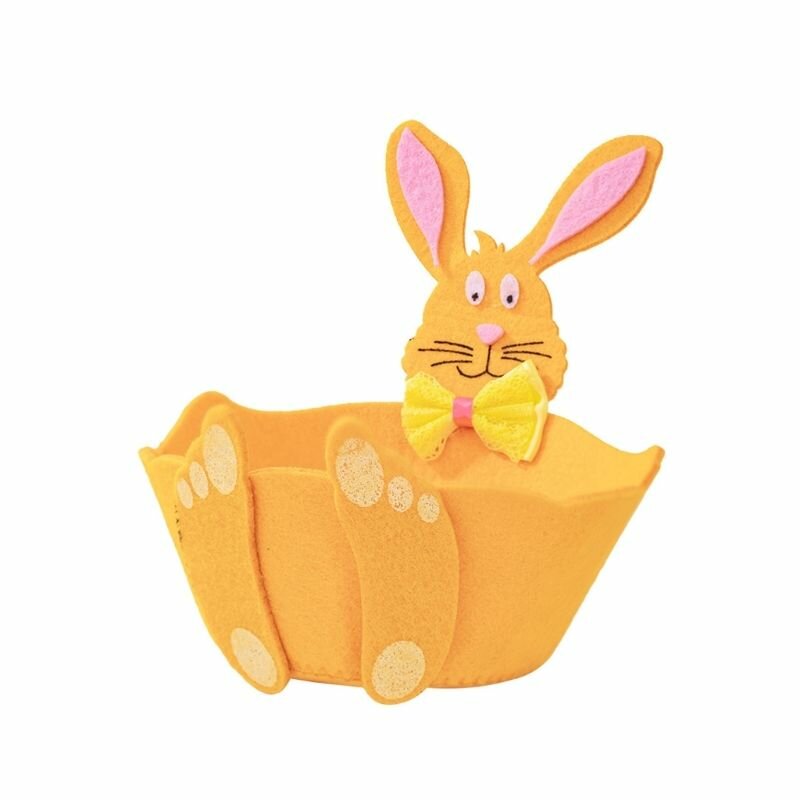 Корзина для хранения конфет с пасхальным украшением-оранжевая