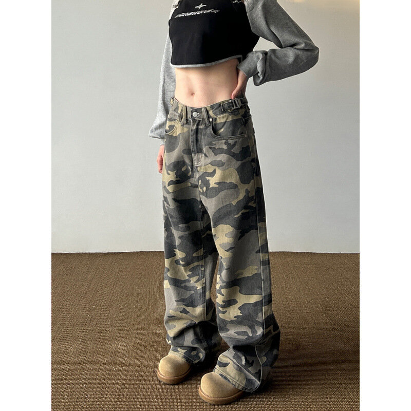 Тренд RONG CH Джинсы Карго Камуфляж Тактический Длинные Стрейт Деним, Размер_M