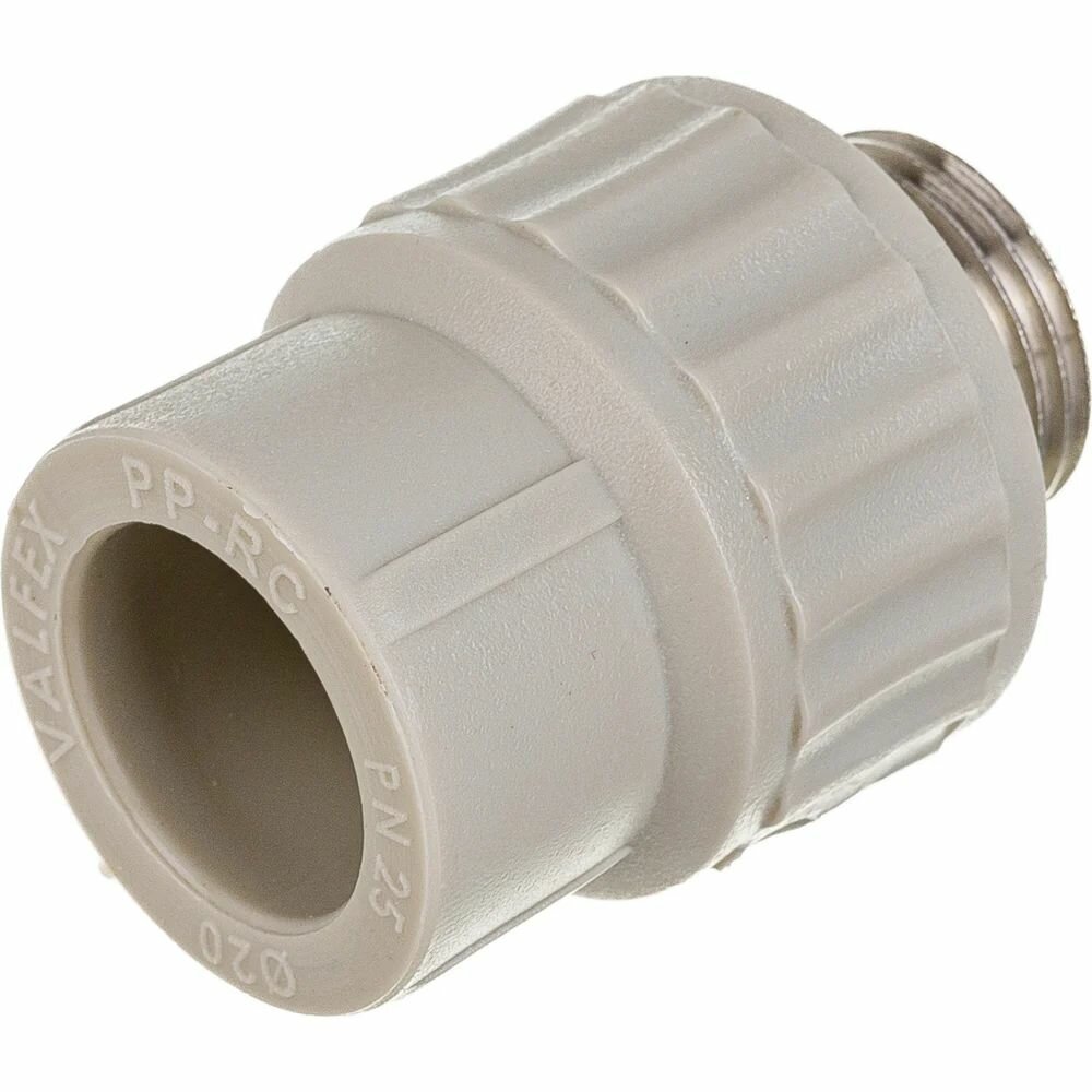 Муфта комбинированная с наружной резьбой VALFEX PP-R серая, 20 мм х1/2" 10130020Г 127-0359