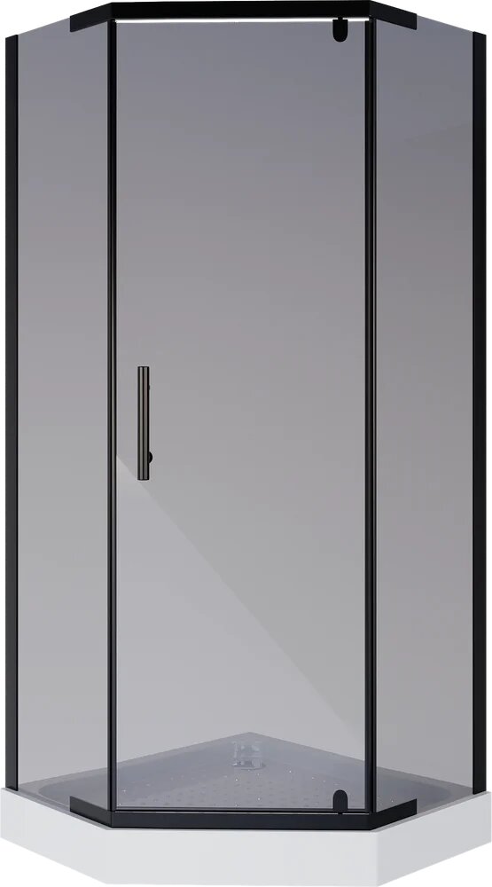 Душевой уголок Niagara Eco NG-010-14DT с поддоном, стеклянный, черный, 99x99, с распашными дверями, с низким поддоном пятиугольный
