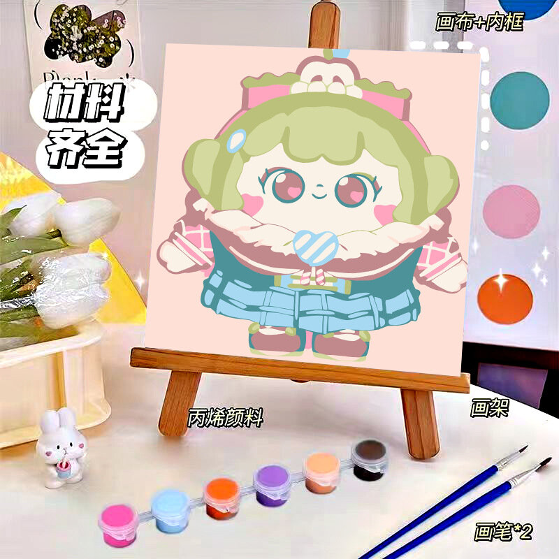 Цифровая картина маслом 20*20, аниме, раскраска маслом, ручная роспись маслом, декор для спальни.