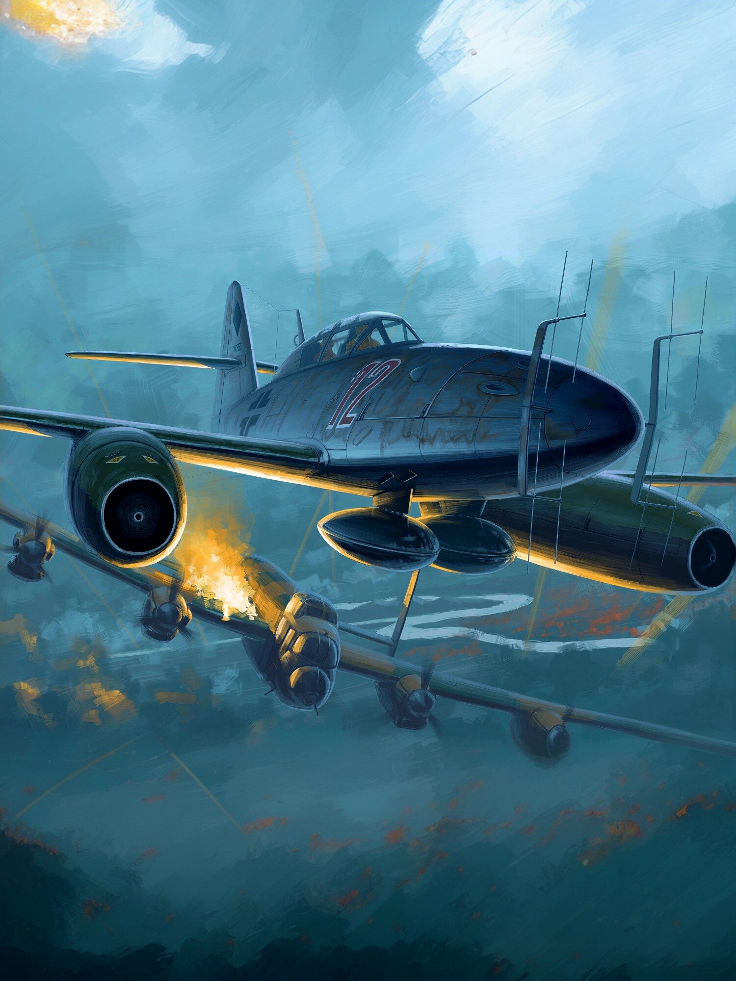 Склеиваемая пластиковая модель Немецкий самолет Me.262 B-1a/U1. Масштаб 1:48