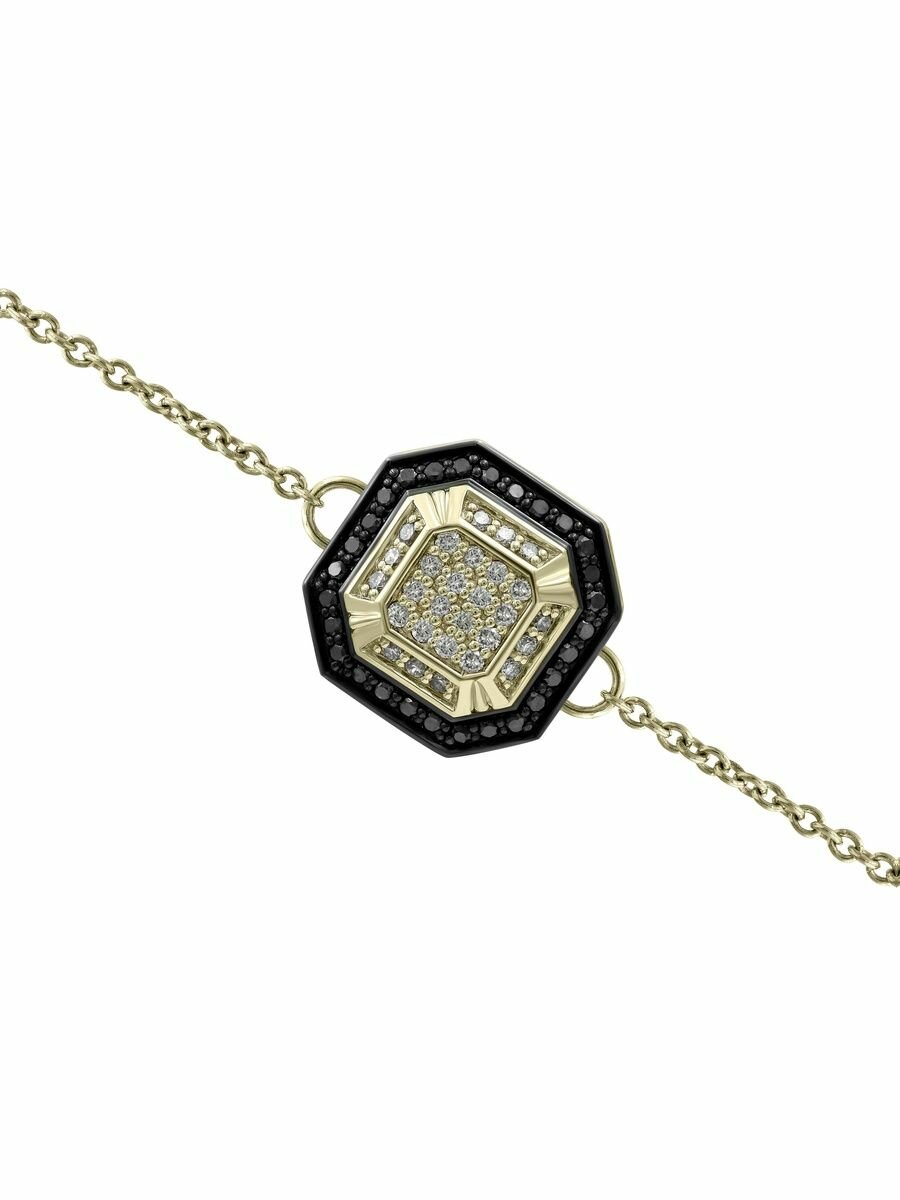 Браслет, желтое золото, 585 проба, родирование, бриллиант