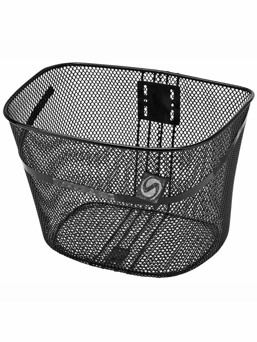 Велокорзина STELS JL-044-1 передняя для дорожных велосипедов 28", стальная, черная, крепл. за ось втулок