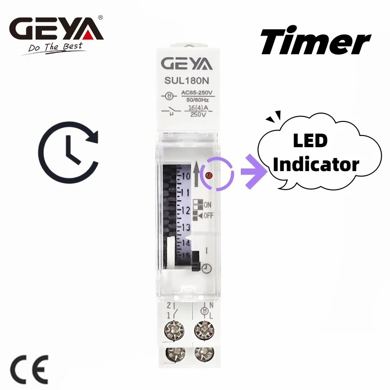 GEYA SUL180N 15 минут механический таймер 24 часа программируемый переключатель времени на DIN-рейку реле таймера 16A 85 ~ 250 В переменного тока