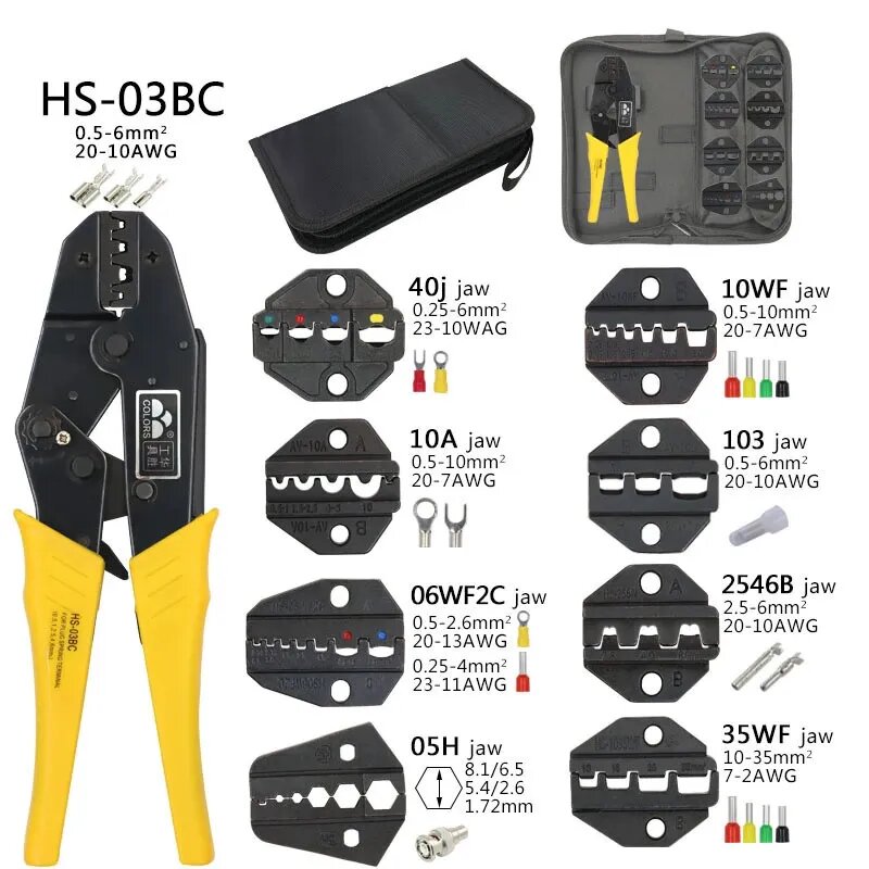 Обжимные инструменты HS-03BC Набор плоскогубцев Многофункциональный набор комбинированных инструментов с 8 губками